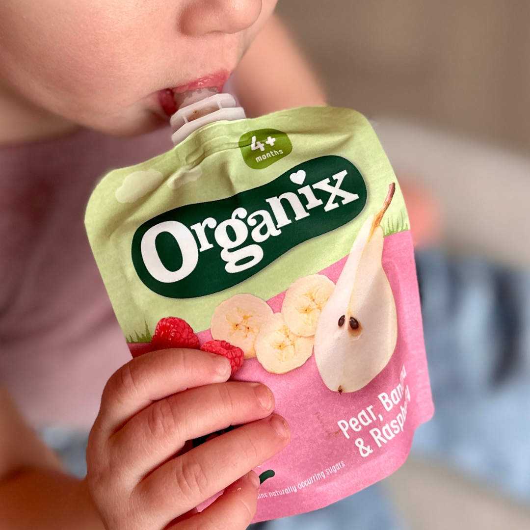 Organix knijpfruit peer, banaan en framboos knijpfruit 4+M ...